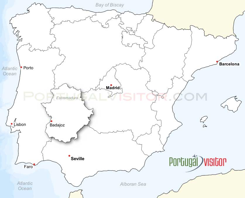 Badajoz Map Extremadura Spain | Portugal Visitor Travel Guide To Portugal